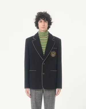 Valentino Garavani Single-breasted Wool Jacket With Embroidered Patch