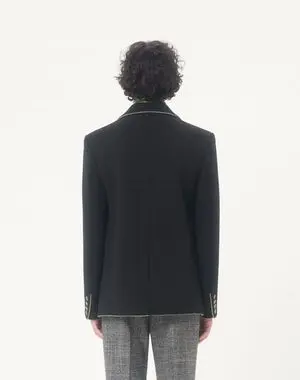 Valentino Garavani Single-breasted Wool Jacket With Embroidered Patch