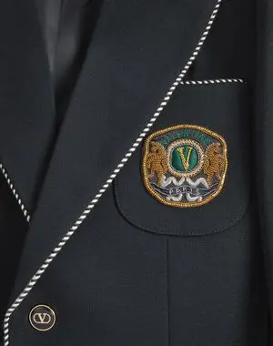 Valentino Garavani Single-breasted Wool Jacket With Embroidered Patch