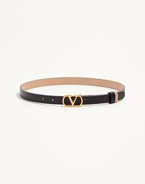 Valentino Garavani Vlogo Signature Reversible Shiny Calfskin Belt - Black/pink