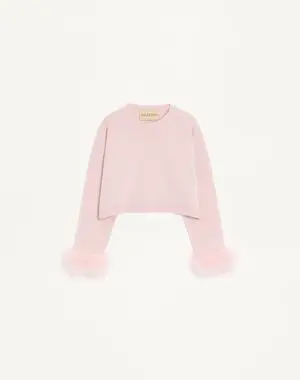 Valentino Garavani Cashmere Jumper With Feather Trim - Pink