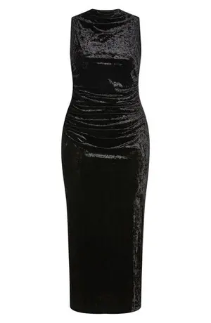 City Chic Aviana Velvet Mock Neck Midi Dress