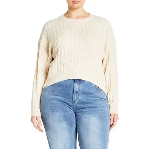 City Chic Shelby Cable Stitch High-low Sweater