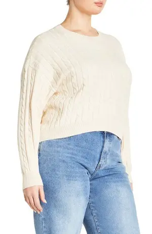 City Chic Shelby Cable Stitch High-low Sweater