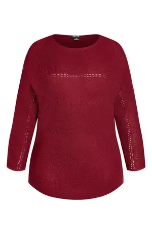 City Chic Romance One-shoulder Sweater - Red