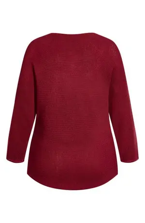 City Chic Romance One-shoulder Sweater - Red