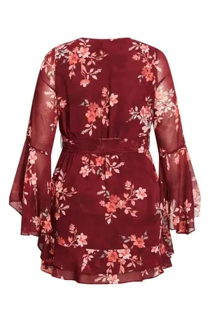 City Chic Danna Print Long Sleeve Faux Wrap Dress