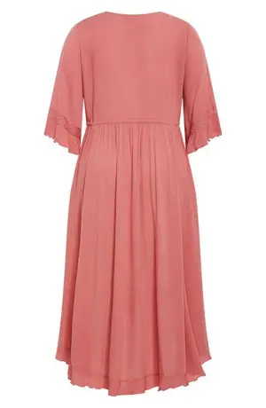 City Chic Rosie Lace Trim High-low Maxi Dress - Pink