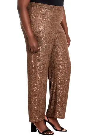 City Chic Nalani Sequin Wide-leg Pants
