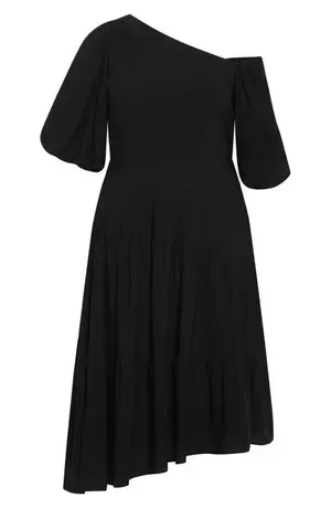City Chic Asymmetric Ruffle Hem Maxi Dress