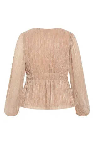 City Chic Metallic Plissé Top