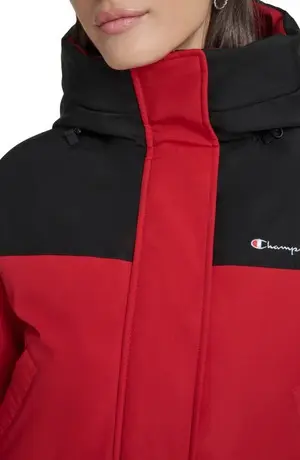 Champion Cropped Ski Bomber Jacket - Black/red