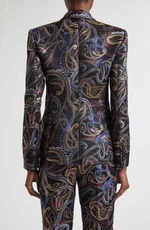 Etro Paisley Duchesse Satin Blazer - Multicolor Black Base