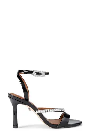 Kurt Geiger Crystal-embellished Patent Ankle Strap Sandals - Black