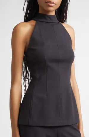 Veronica Beard Johanne Halter Top - Black