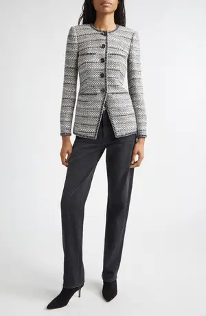 Veronica Beard Alessia Metallic Tweed Cutaway Jacket