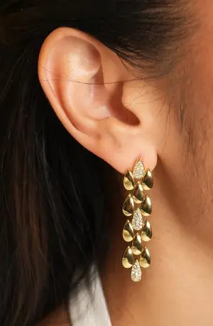 Argento Vivo Puzzle Cubic Zirconia Linear Drop Earrings