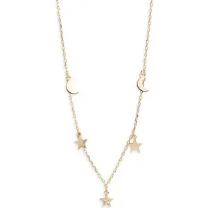 Argento Vivo Star & Moon Charm Necklace - Gold