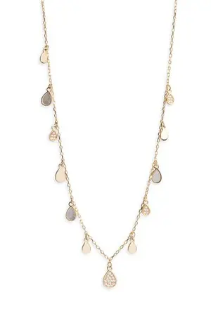 Argento Vivo Mother-of-pearl & Cubic Zirconia Teardrop Charm Necklace - Gold