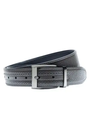 Nike Tour Perforated & Smooth Reversible Leather Belt - Grey/black