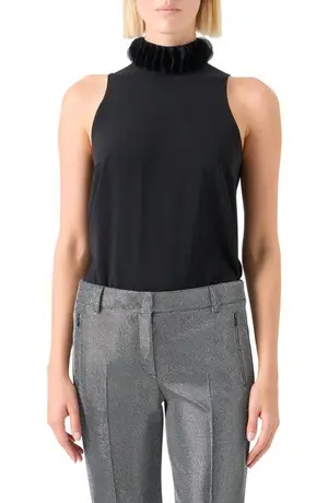 Akris Ruffle Mock Neck Shell