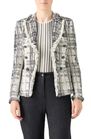 Akris Fringed Mixed Tweed Jacket