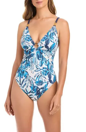 BLEU BY ROD BEATTIE Ring Cross Back One-piece Swimsuit - Blue Multi