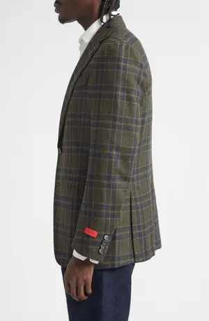 Isaia Marechiaro Plaid Wool & Silk Sport Coat - Green