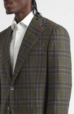 Isaia Marechiaro Plaid Wool & Silk Sport Coat - Green