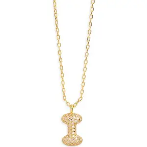 Argento Vivo Cubic Zirconia Initial Pendant Necklace - Gold - I