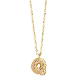 Argento Vivo Cubic Zirconia Initial Pendant Necklace - Gold - Q