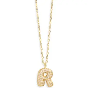 Argento Vivo Cubic Zirconia Initial Pendant Necklace - Gold - R