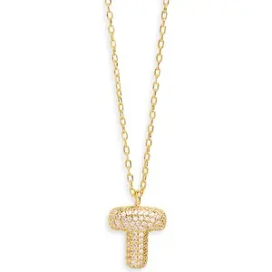 Argento Vivo Cubic Zirconia Initial Pendant Necklace - Gold - T