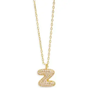 Argento Vivo Cubic Zirconia Initial Pendant Necklace - Gold - Z