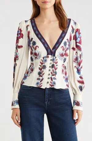 Farm Rio Malu Floral Print Top