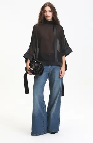 Deluc Carter Sheer Mock Neck Top - Black