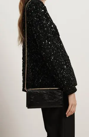 Veronica Beard Barre Patent Leather Clutch - Black