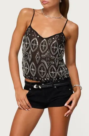 EDIKTED Kaleesy Beaded Camisole - Black