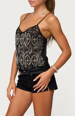 EDIKTED Kaleesy Beaded Camisole - Black