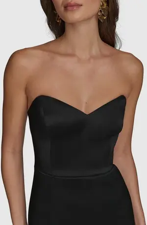 Donna Karan New York Strapless Satin Gown - Black