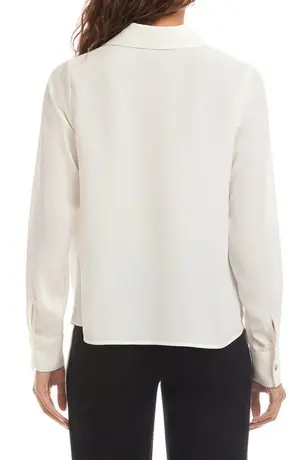 Karen Kane Collared Cowl Neck Top - Cream