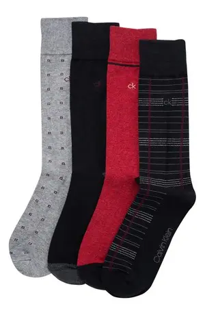 Calvin Klein Assorted Dress Socks Four-pack - Black Assorted