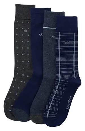 Calvin Klein Assorted Dress Socks Four-pack - Peacoat Assorted