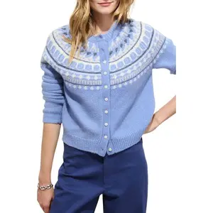 ALEX MILL Amina Fair Isle Wool-blend Cardigan - Cornflower