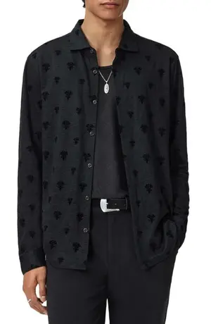 John Varvatos Anselmo Flocked Modal Knit Button-up Shirt