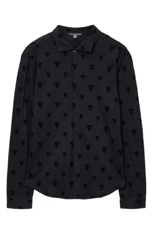 John Varvatos Anselmo Flocked Modal Knit Button-up Shirt