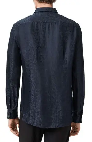 John Varvatos Orchard Abstract Jacquard Button-up Shirt - Thistle
