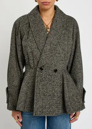 Chloé Herringbone Peplum Wool-blend Jacket
