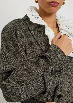 Chloé Herringbone Peplum Wool-blend Jacket