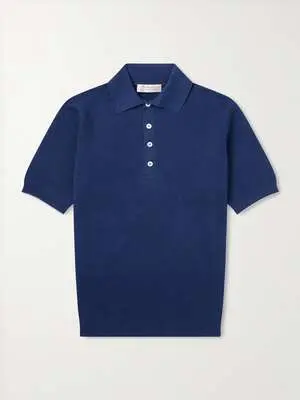 Brunello Cucinelli Brunello Cucinelli - Ribbed Cotton Polo Shirt - Men - Blue  Navy